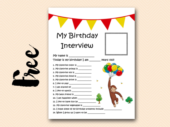 FREE Birthday Interview Printable - Birthday Party Ideas for Kids